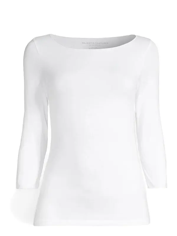 Majestic Filatures Merrow Soft Touch Boatneck Top - Blanc