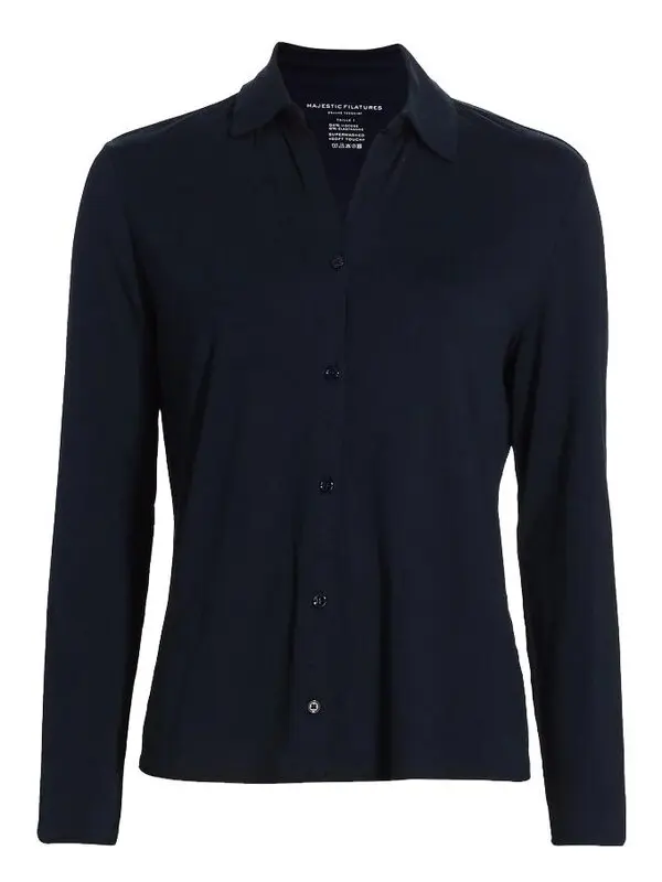 Majestic Filatures Soft Touch Button-up Shirt - Noir