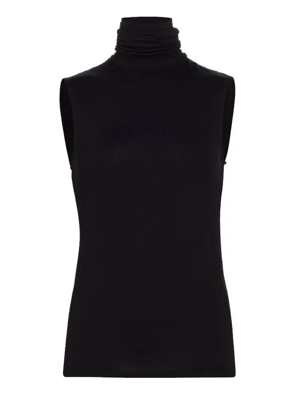Majestic Filatures Soft Touch Sleeveless Turtleneck - Noir