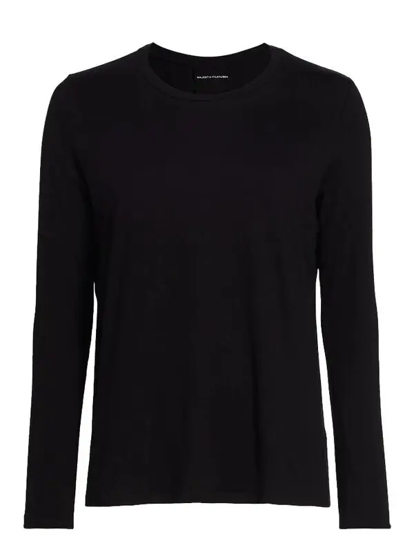 Majestic Filatures Soft Touch Pleated Top - Noir
