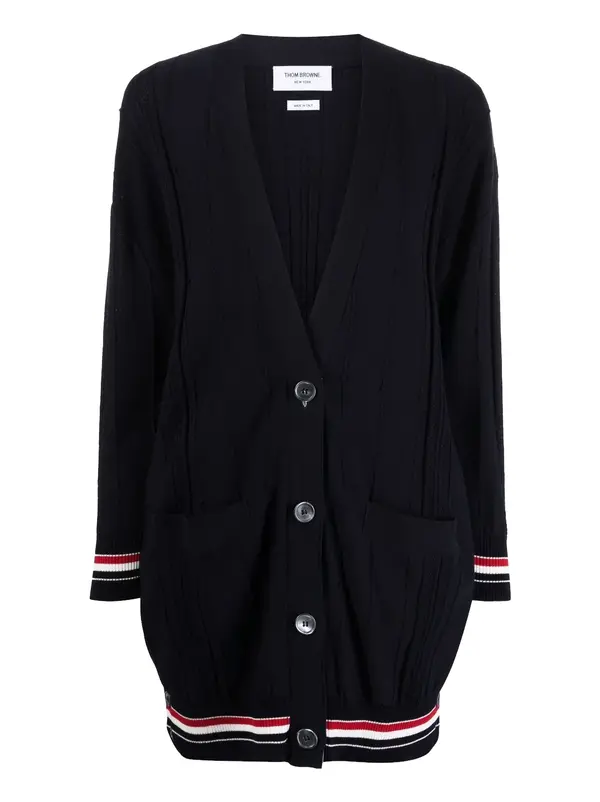Thom Browne Oversized Stripe-detail Cardigan - Blue