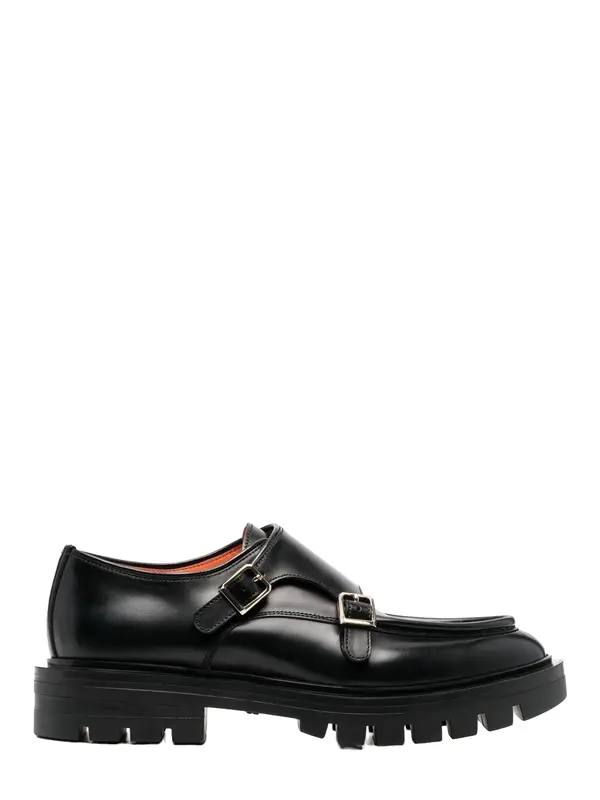 Santoni Side Buckle Loafers - Black