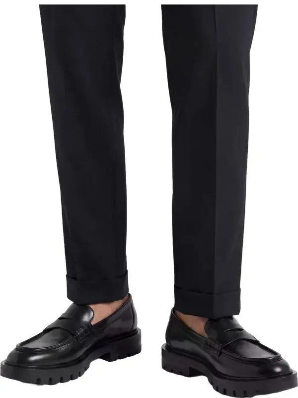 Santoni Ridged-rubber Sole Loafers - Black