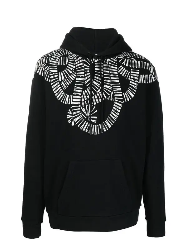 COUNTY OF MILAN Marcelo Burlon Graphic Print Organic Cotton Hoodie - Black