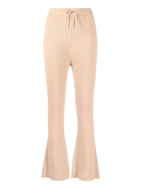 Nanushka Ribbed Knit Trousers - Neutrals