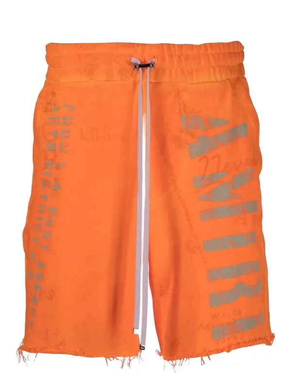 Amiri Logo Print Cotton Track Shorts - Orange