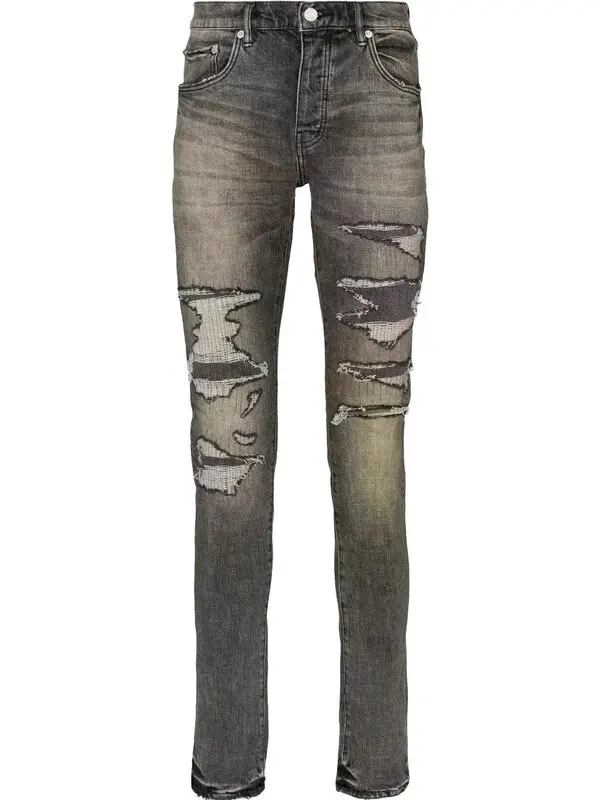 PURPLE BRAND Distressed Skinny Jeans - Grey