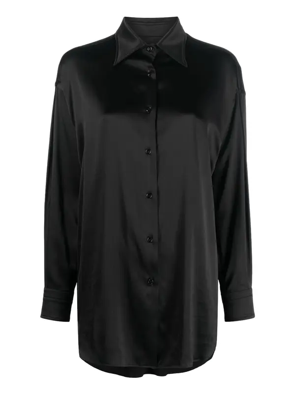 TOM FORD Pointed-collar Button-up Shirt - Black