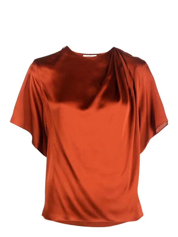 Vince Draped Silk Top - Brown