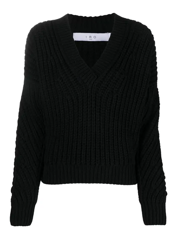 IRO PARIS Chunky-knit V-neck Jumper - Black