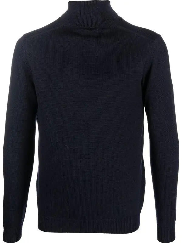 ROBERTO COLLINA Ribbed Hem Roll-neck Jumper - Blue