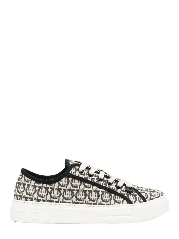 FERRAGAMO Anson Gancini-jacquard Sneakers - Neutrals