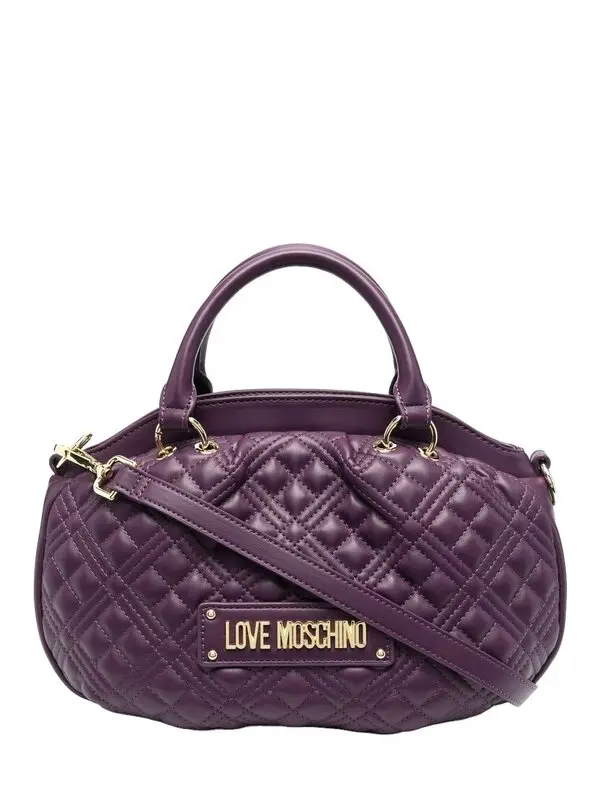 Moschino Quilted Logo-lettering Bag - Purple