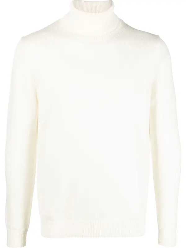 ROBERTO COLLINA Ribbed Hem Roll-neck Jumper - Neutrals