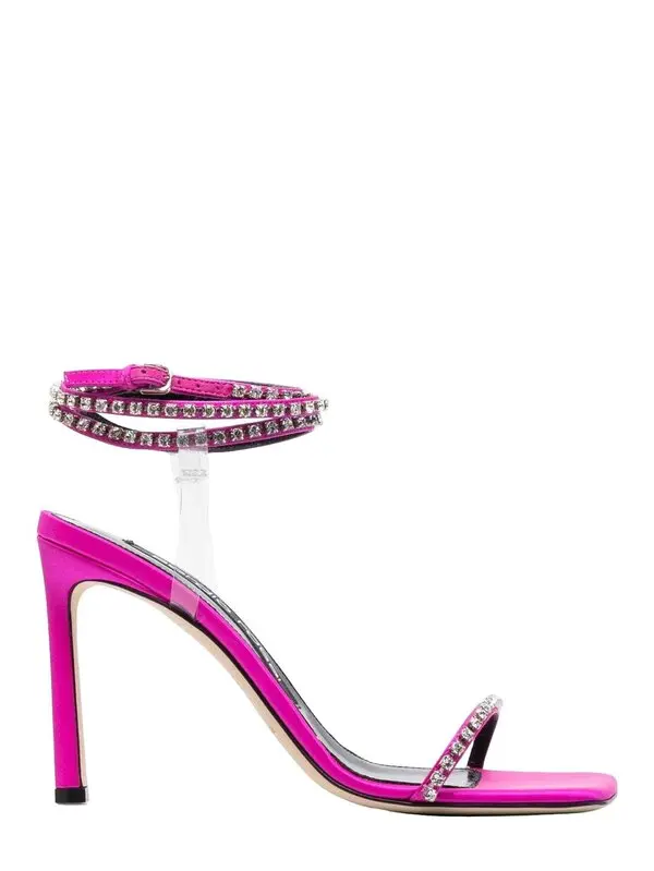 SERGIO ROSSI 110mm Crystal-embellished Leather Sandals - Pink