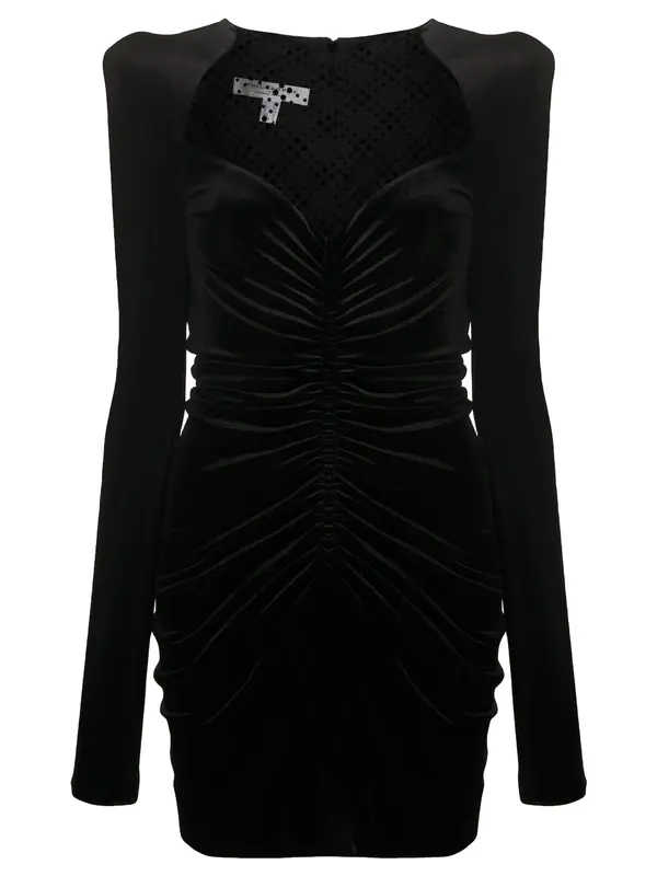 Philosophy Di Lorenzo Serafini Ruched Velvet Mini Dress - Black