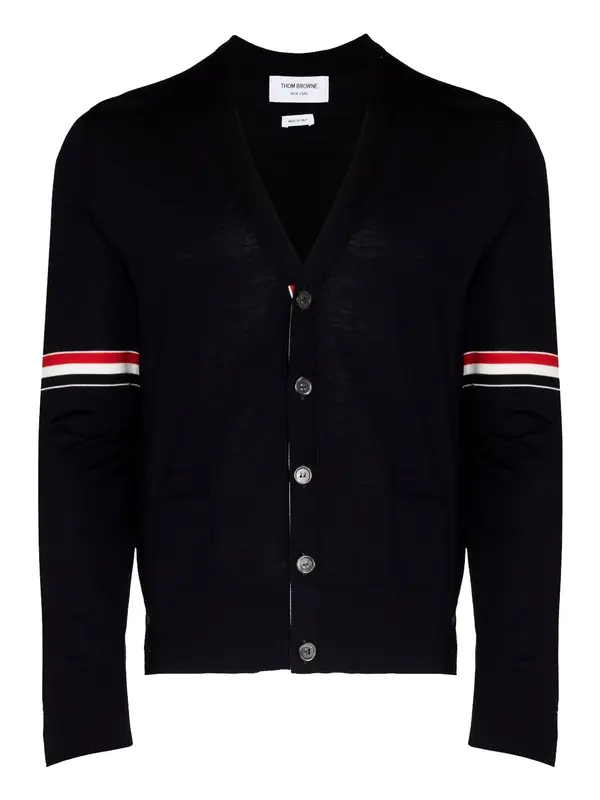 Thom Browne Rwb Knitted Cardigan - Black