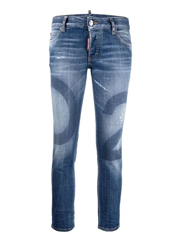 Dsquared2 Cropped Logo-wash Jeans - Blue