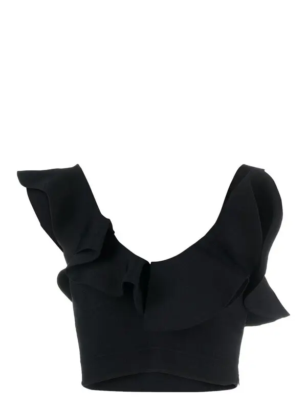 Alexander McQueen Gathered-neckline Cropped Top - Black