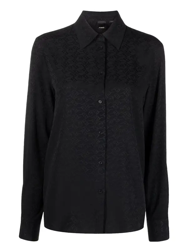 Pinko Monogram Pattern Button-up Shirt - Black