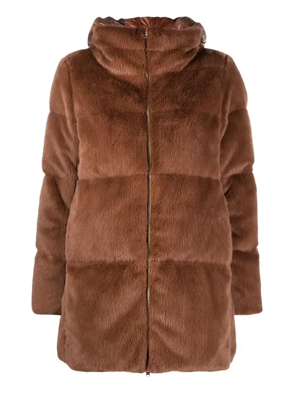 Herno Faux-fur Padded Hooded Coat - Brown