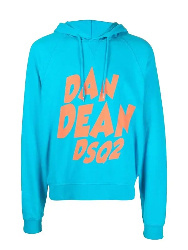 Dsquared2 Logo Drawstring Hoodie - Blue