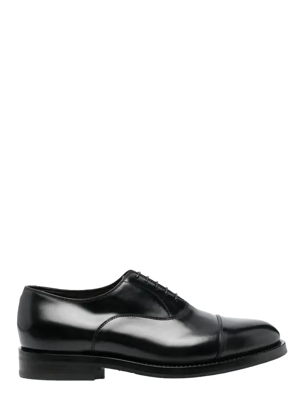 Santoni Almond-toe Leather Derby Shoes - Black