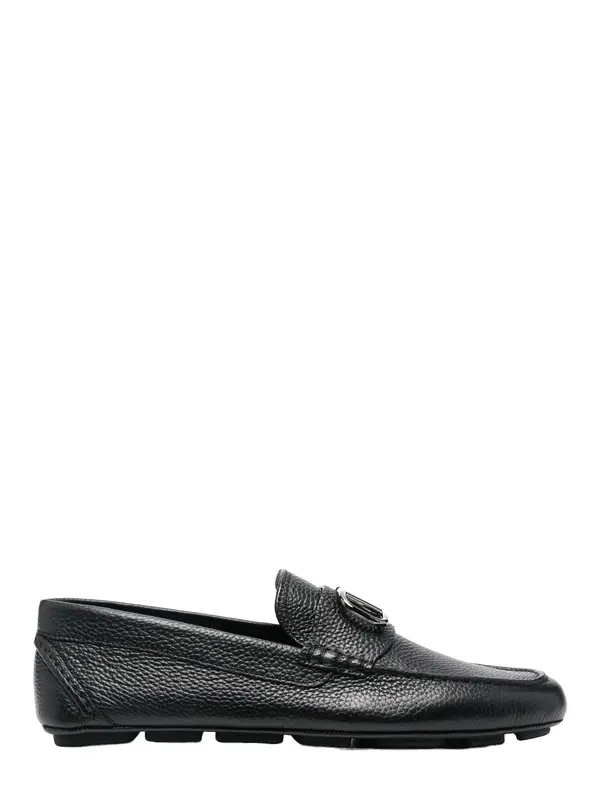 Valentino Garavani Vlogo Signature Leather Driving Loafers - Black