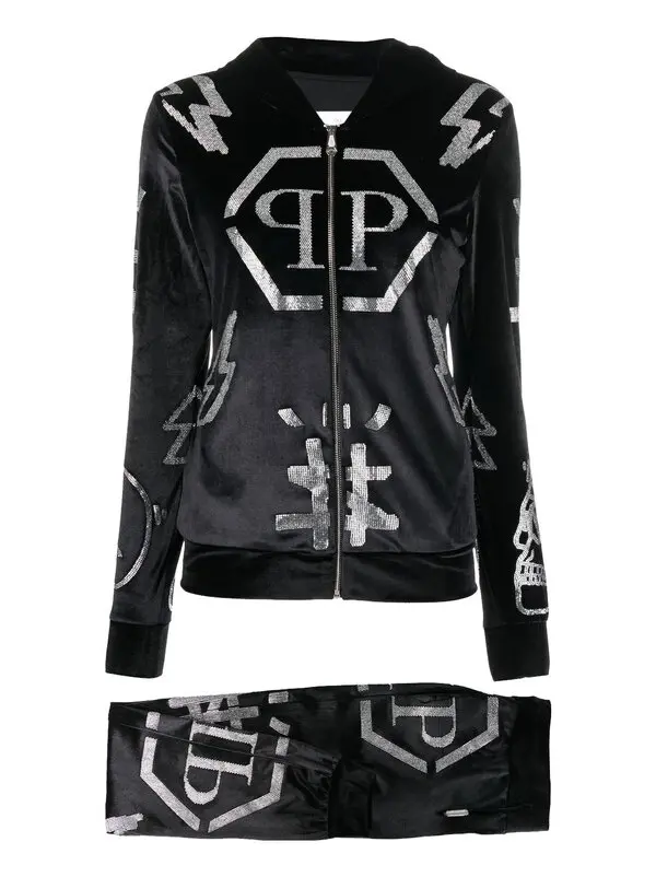 Philipp Plein Logo-studded Hoodie Tracksuit - Black