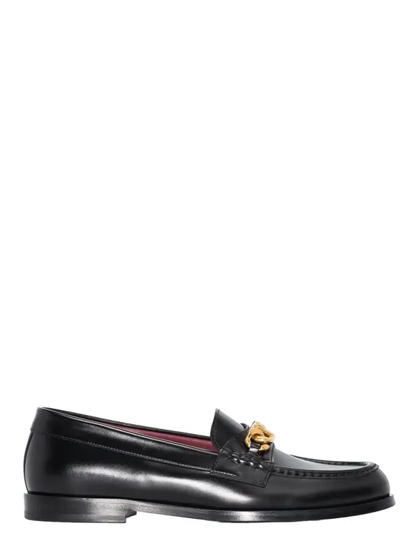 Valentino Garavani Vlogo Chain Leather Loafers - Black