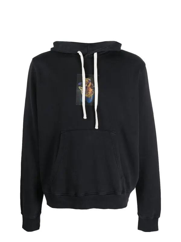 DIESEL® Cotton Graphic Print Hoodie - Black