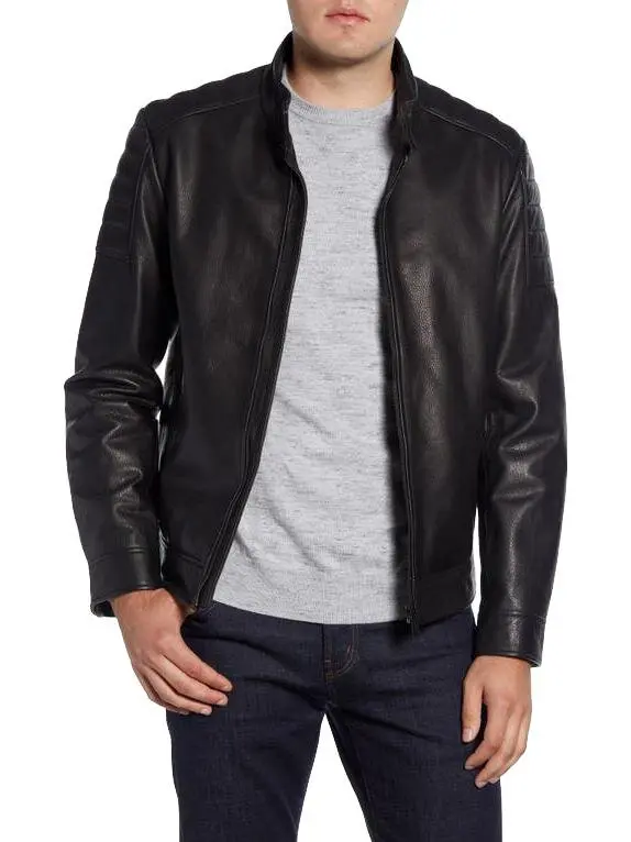 Cole Haan Leather Moto Jacket - Black