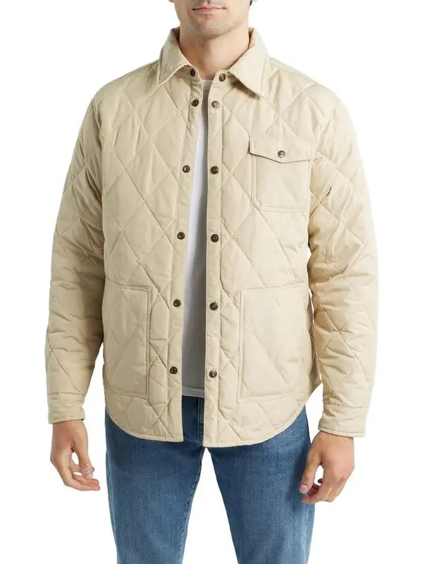 SCHOTT Quilted Down Shirt Jacket - Off White