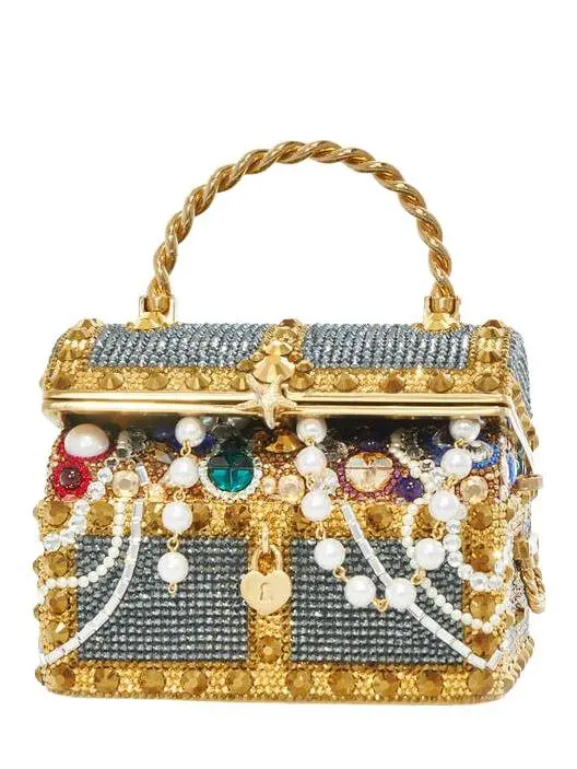 Judith Leiber Sunken Treasure Chest Clutch - Champagne Hematite Multi