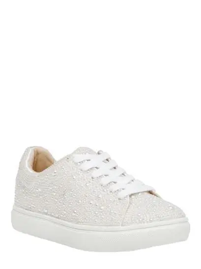 Betsey Johnson Sidny Crystal Sneakers - Pearl