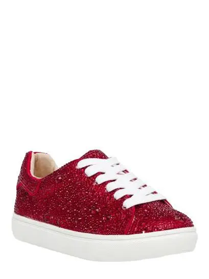 Betsey Johnson Sidny Crystal Sneakers - Red