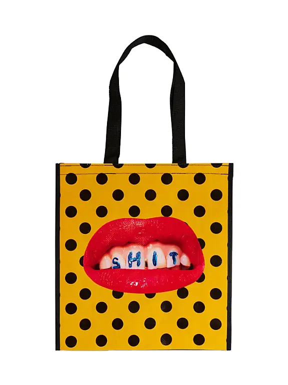 SELETTI Sh*t Tiny Grocery Tote - Yellow/black