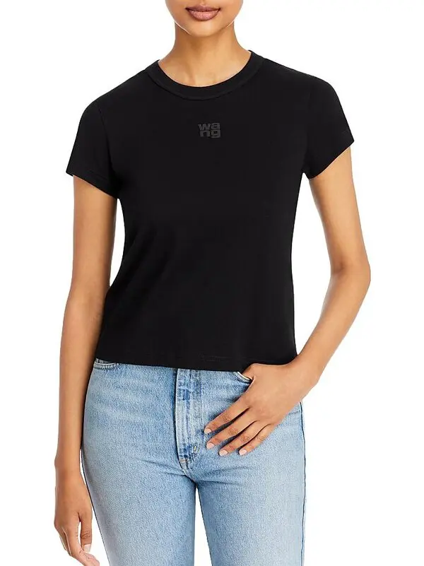 Alexander Wang Essential Cotton Logo Tee - Black
