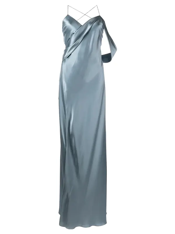 Michelle Mason Draped-panel Silk Gown - Blue