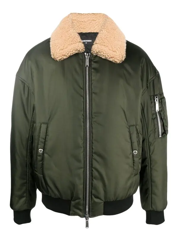 Dsquared2 Bomber Jacket With Faux Shearling Trim - Green