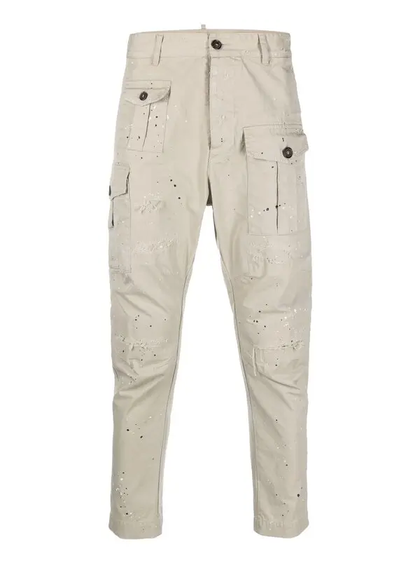 Dsquared2 Paint Splatter-print Cargo Trousers - Neutrals