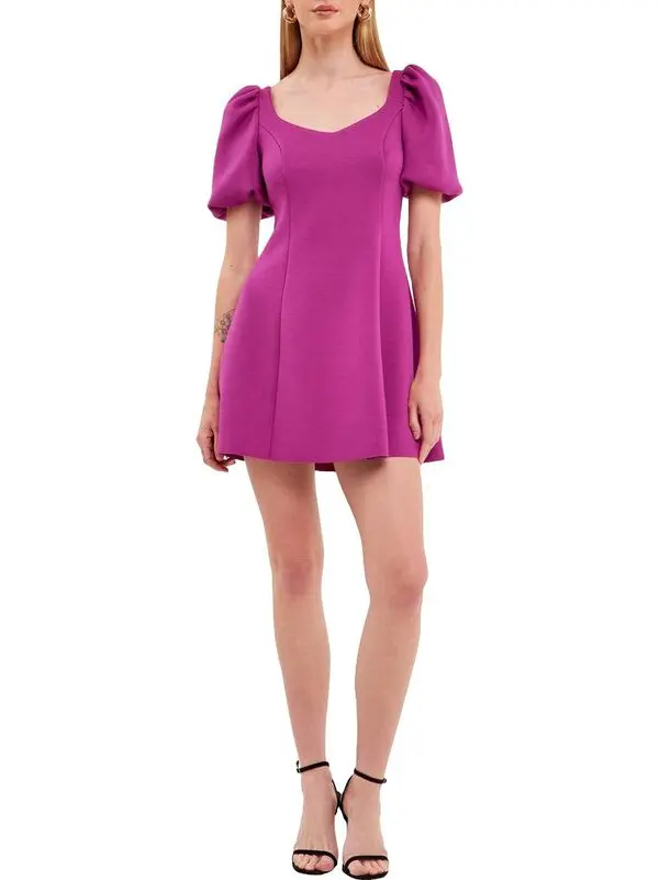 English Factory Puff Sleeve Mini Dress - Orchid