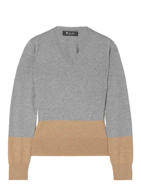 Loro Piana Color-block Cashmere Sweater - Gray