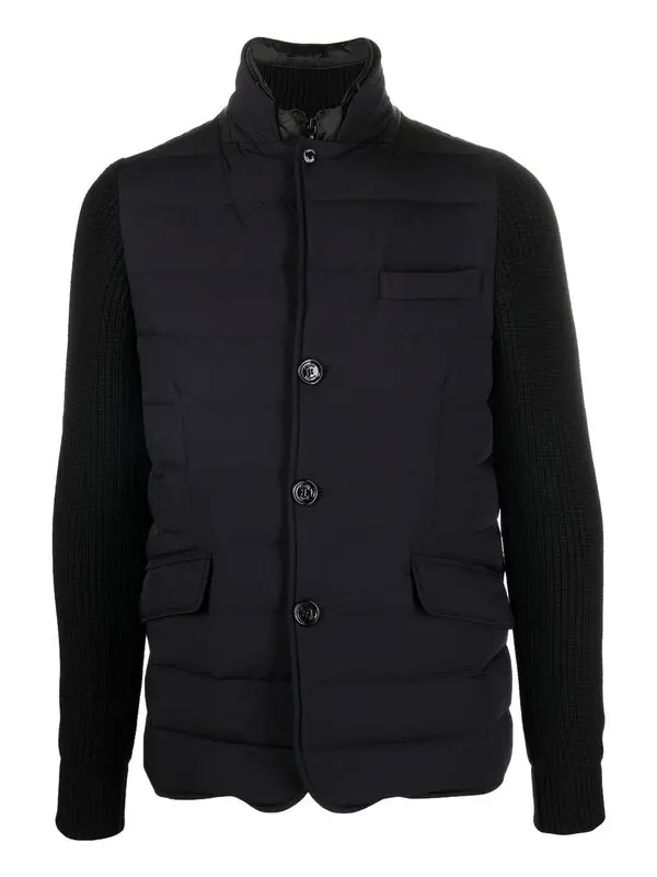 MOORER Button-up Padded Down Jacket - Blue