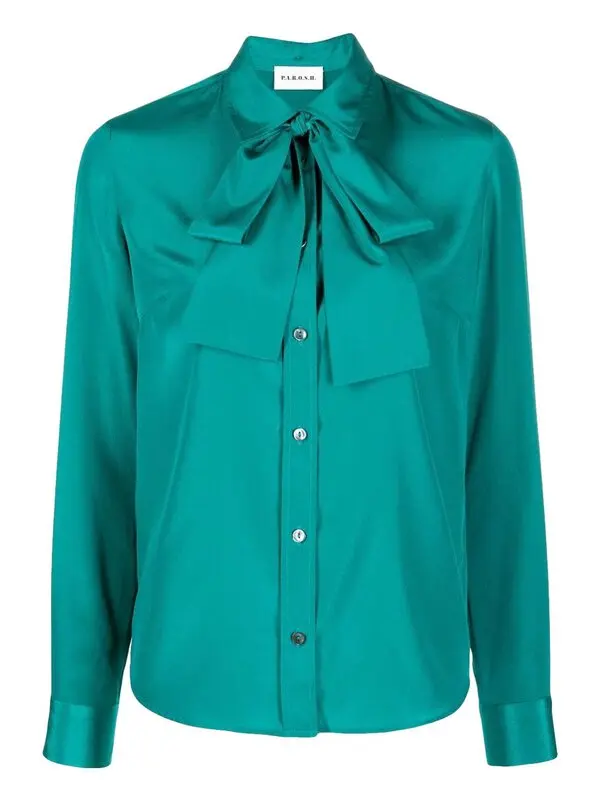 P.a.r.o.s.h Pussy-bow Collar Button Down Blouse - Green