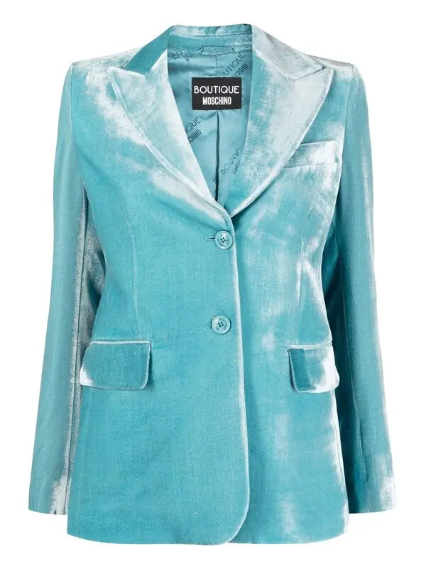 Moschino Silk Velvet Effect Blazer - Blue