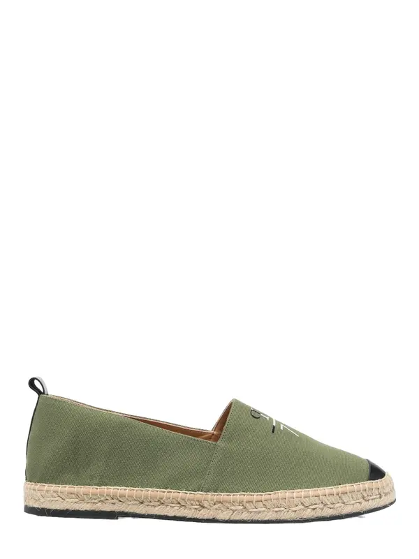 Philipp Plein Logo-print Leather-trim Espadrilles - Green