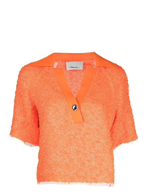 3.1 Phillip Lim Tweed Polo Top - Orange