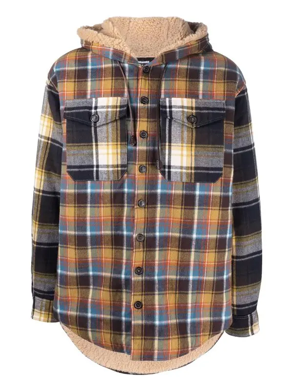 Dsquared2 Icon Check Print Hooded Jacket - Neutrals