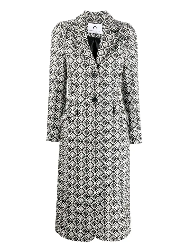 MARINE SERRE Moon Diamant Tailored Coat - White